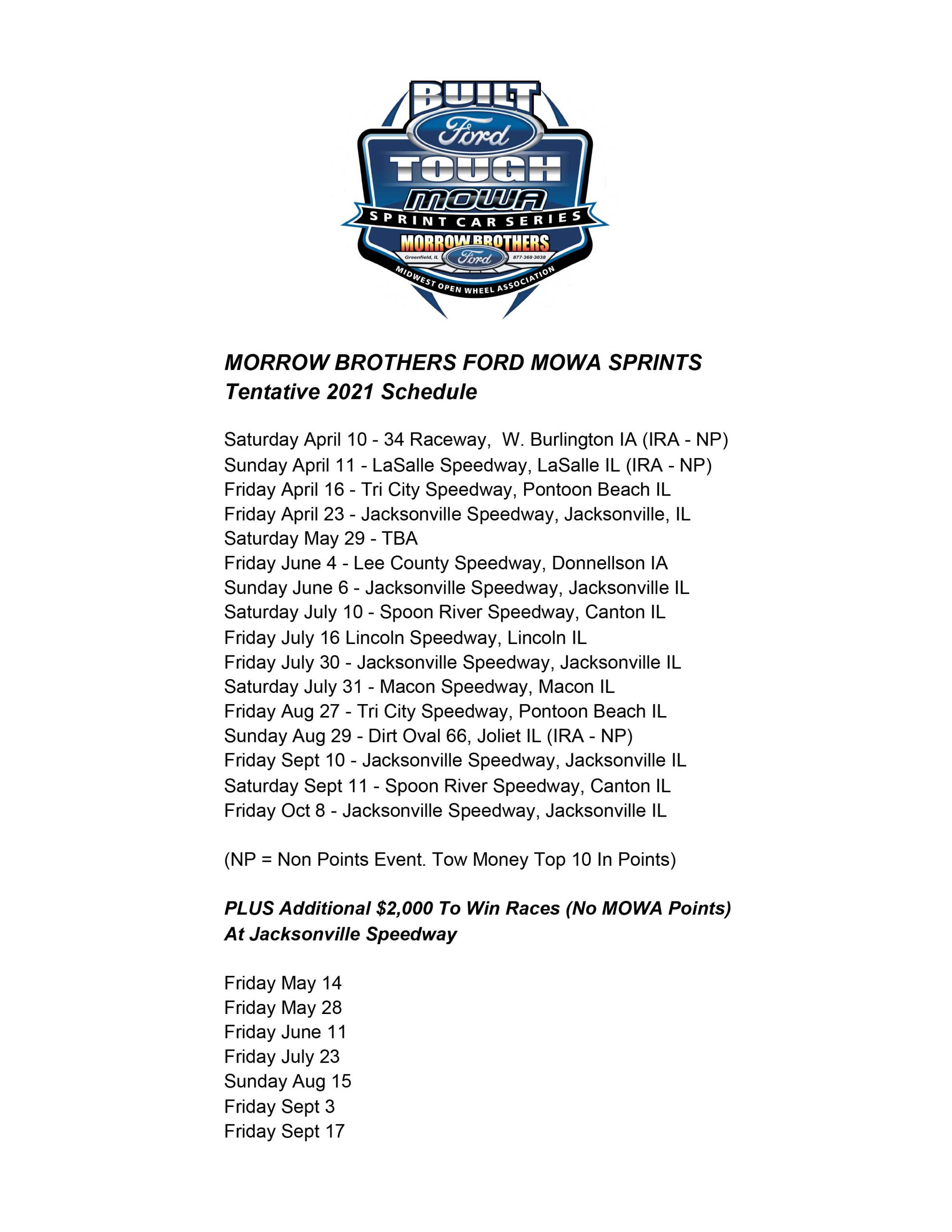 2021 Schedule – Midwest Open Wheel Association